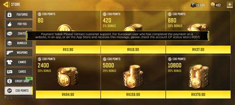 game said the payment failed three times i gained no cod points and
