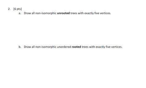 Solved 2 6 Pts A Draw All Non Isomorphic Unrooted Trees