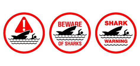 Ilustración De Peligro Señal De Zona De Tiburones Cuidado Con Los