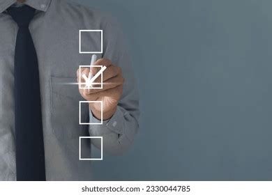 Checklist Concept Businessman Checking Mark On Stock Photo 2330044785 Shutterstock