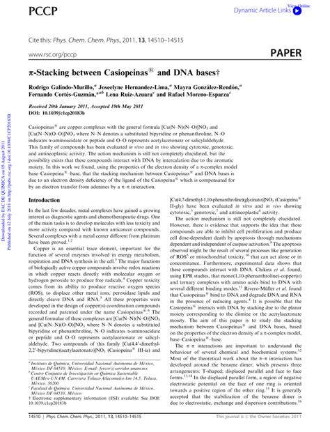 Pdf Pi Stacking Between Casiopeinas R And Dna Bases