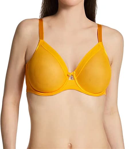 Sheer Mesh Unlined Underwire Bra Saffron 46d