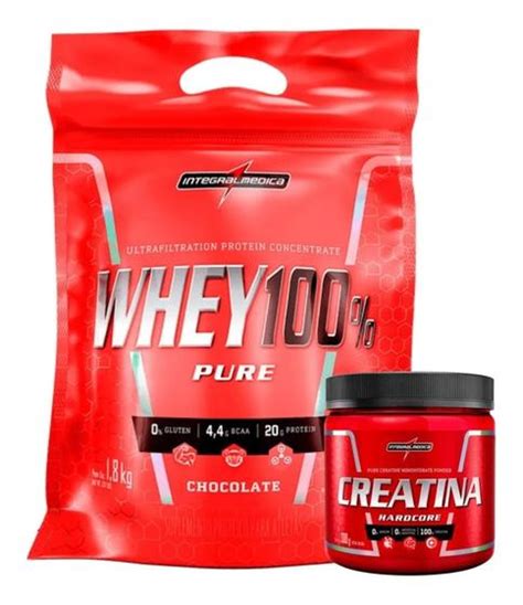 Whey 100 Pure Refil 18kg Creatina 300g Integral Médica Integral