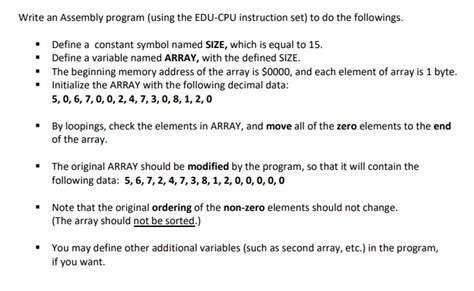 Write An Assembly Program Using The EDU CPU Chegg