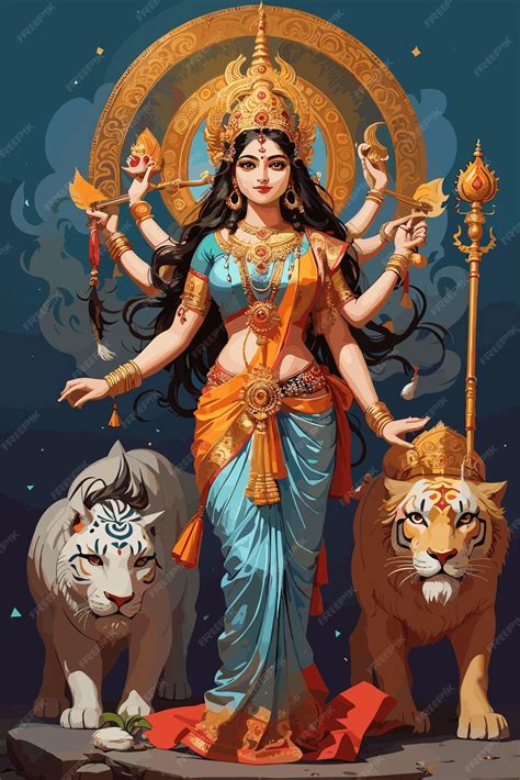 Premium Vector Goddess Maa Durga Vector Illustration