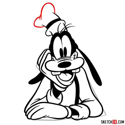 Draw Goofy In 17 Steps Sketchok Easy Drawing Guides