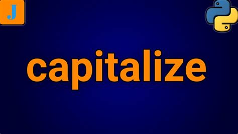 Python String Capitalize Youtube