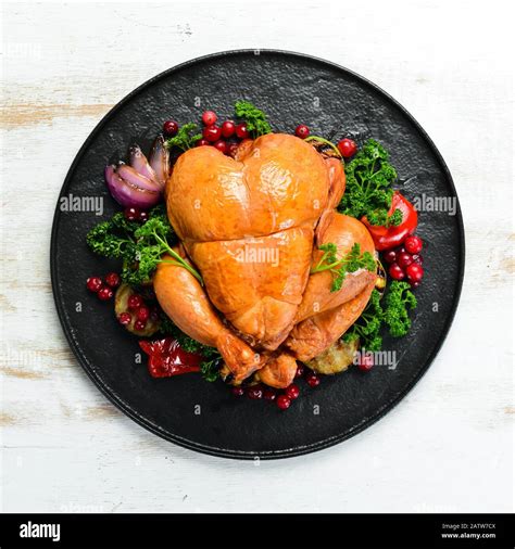 Baked Chicken With Vegetables And Cranberries Festive Traditional Food