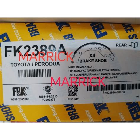 Perodua Alza 2022 Latest Rear Brake Shoe FBK Shopee Malaysia