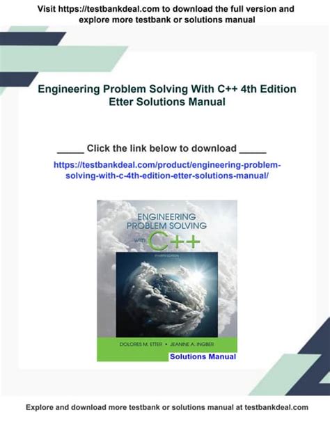 Engineering Problem Solving With C 4th Edition Etter Solutions Manual Pdf