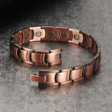 Vinterly Magnetic Pure Copper Bracelet Men 12mm Wrist Band Therapy