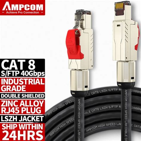 Ampcom Network Rj45 Ethernet Cable Computer 10gbps Cat8 Cat7 Cat6a Cable Pre Terminated Patch