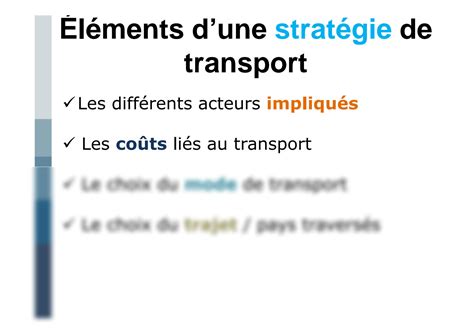 SOLUTION Strat Gies De Transport Modes De Transport Logistique Gestion