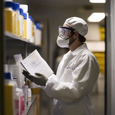 A Researcher Using Safety Data Sheets Sds To Handle And Store Chemicals