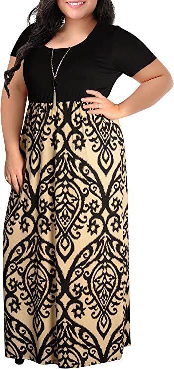 Nemidor Womens Chevron Print Summer Short Sleeve Plus Size Casual Maxi