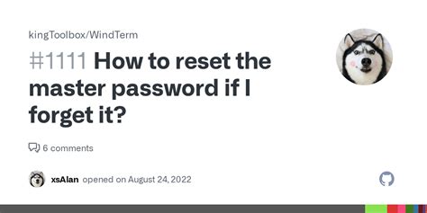 How To Reset The Master Password If I Forget It Issue 1111 KingToolbox WindTerm GitHub
