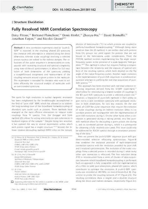 Pdf Fully Resolved Nmr Correlation Spectroscopy