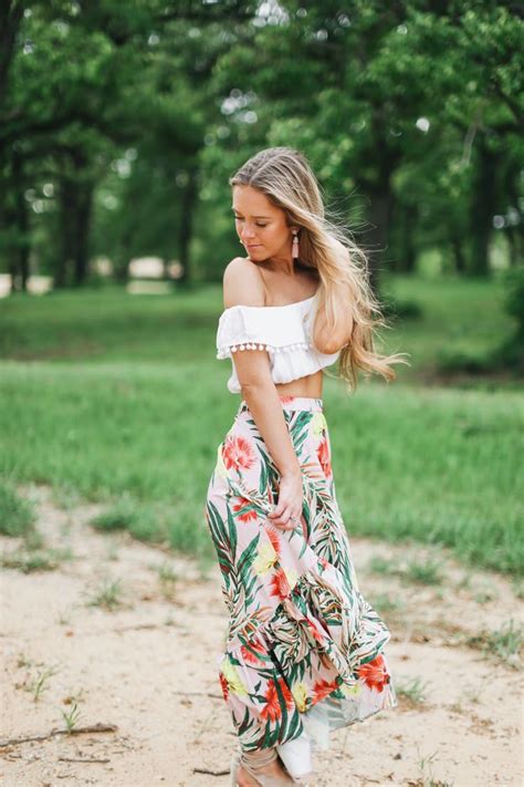 Tropical Palm Print Midi Skirt Luau Outfits Tropical Outfit