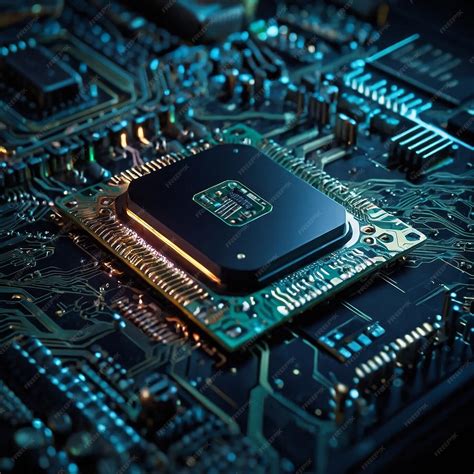 Advanced Technology Concept Visualization Circuit Board Cpu Processor Microchip Premium Ai