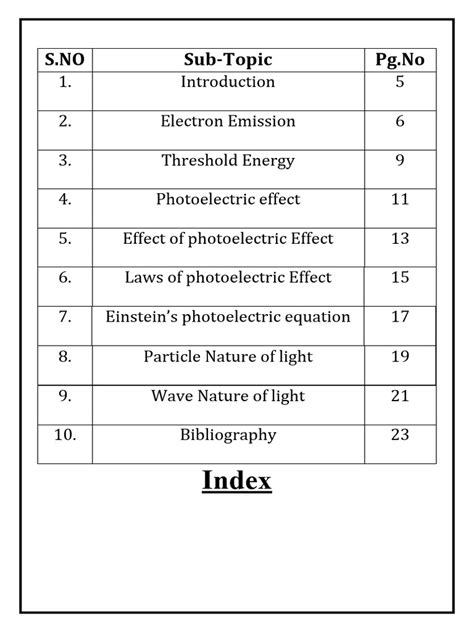 Physics Index Pdf