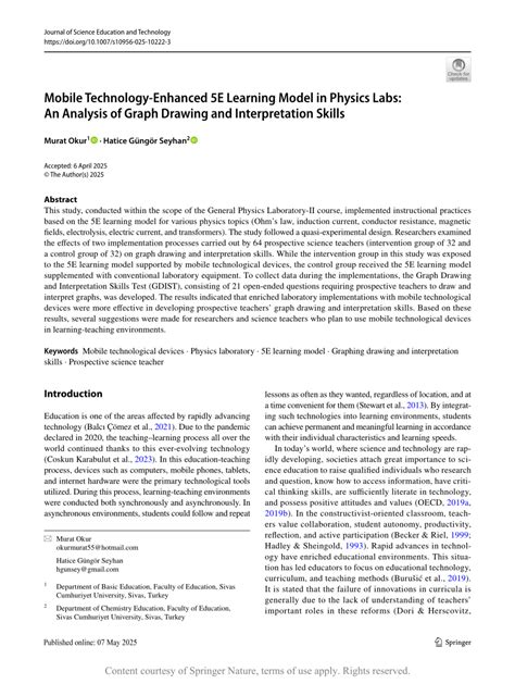 Pdf Mobile Technology Enhanced 5e Learning Model In Physics Labs An