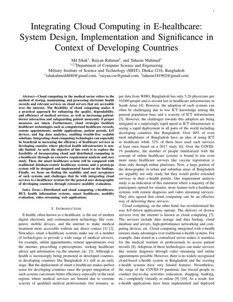 pdf integrating cloud computing in e healthcare system design