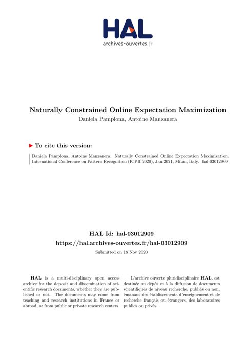 Pdf Naturally Constrained Online Expectation Maximization