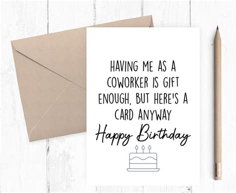 Funny Happy Birthday Co Worker Card Printable Onlyco Worker Birthday