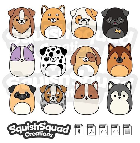 Cute Squishmallows Silhouettes Svg Eps Ai Png Pdf Download Squish Squad