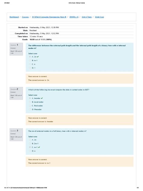 Unit4 Quiz Attempt Review Pdf Theoretical Computer Science