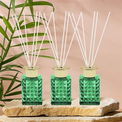 3 X Vintage Green Reed Diffusers Cut Glass Bottle T Set Oud Etsy