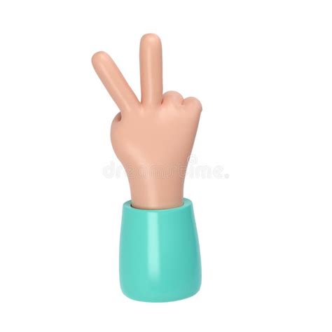 3d Hand Victory Icon Illustration Two Fingers Social Icon Cartoon