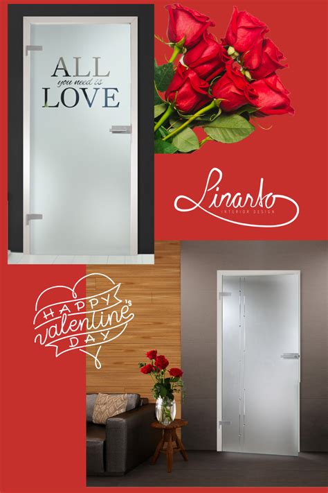 Happy Valentines Day Glastür Türen Glasschiebetür