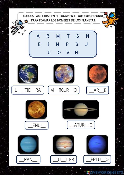 El Universo Los Planetas Interactive Worksheet Artofit