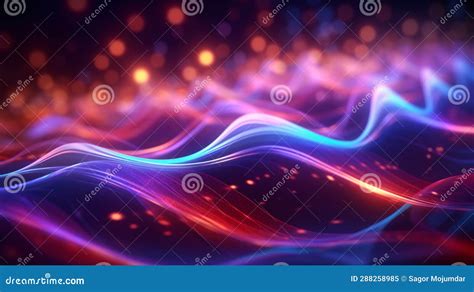 Abstract Background With Glowing Particles Futuristic Wave Flow Stock Image Image Of
