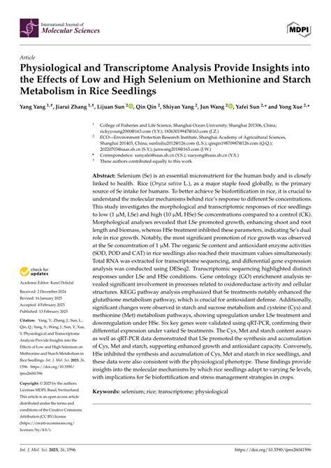 Pdf Physiological And Transcriptome Analysis Provide Insights Into