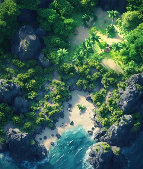 Tropical Island Beach Rpg Map Jungle Shore Battlemap For Fantasy Tabletop Nautical Adventure