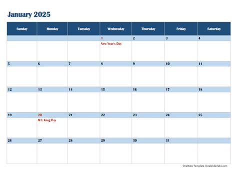 2025 OneNote Calendar Template Free Printable Templates