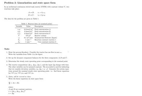 Solved Problem 2 Linearization And State Space Form In An