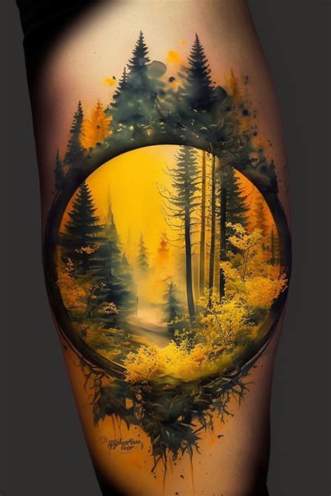 Pin By Max Knox On Idées De Tatouages Forest Tattoos Landscape