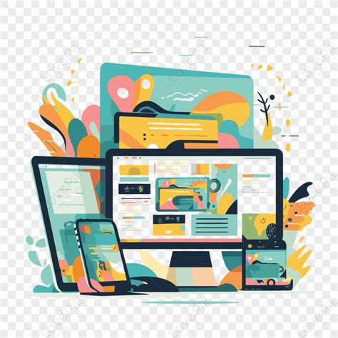 웹 사이트 클립 아트 웹 사이트 디자인 및 소셜 미디어 개념 만화 벡터웹사이트 Png 일러스트 무료 다운로드 Lovepik