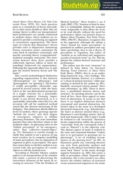 A Theory Of Music Analysis On Segmentation And Associative Organization By Dora A Hanninen