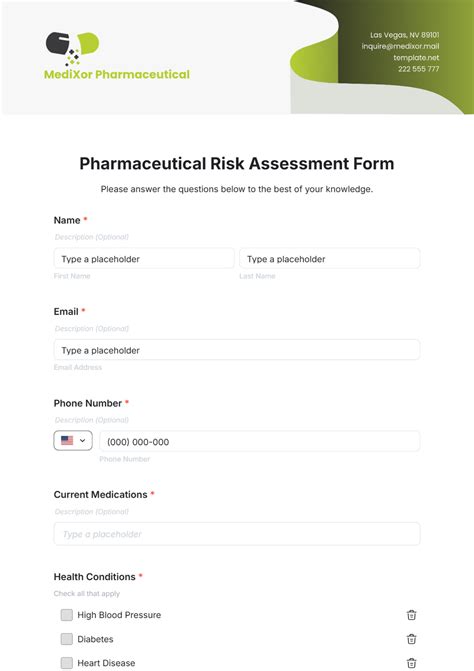 Free Pharmaceutical Risk Assessment Form Template To Edit Online