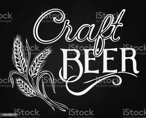 밀 이어 라인 아트로 쓰여진 수제 맥주 손 맥주 보리 디자인은 칠판 배경에 있습니다 밀에 대한 스톡 벡터 아트 및 기타 이미지 밀 칠판 Ale Istock