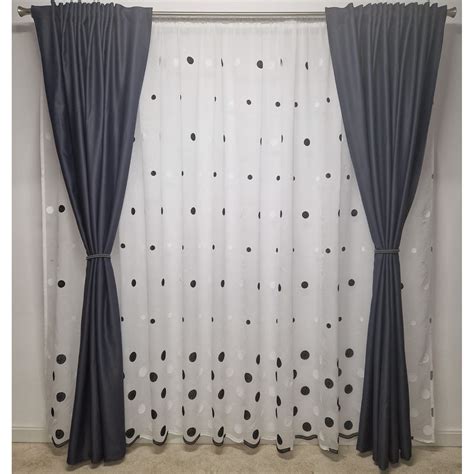 Perdea Alba Brodata Buline Negre Cu Rejansa 200 X 250 Emag Ro