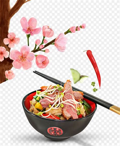 桃花下的阳春面PNG图片素材下载 图片编号7944660 PNG素材网