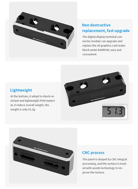 Barrowch Digital Display 90°turning Terminal Connector For Gpu Water Cooling Fbqts90 01 巴罗散热