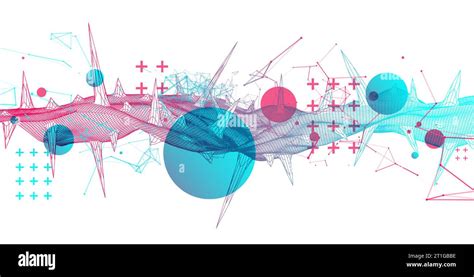 Wireframe Science Background With Plexus Effect Futuristic Vector