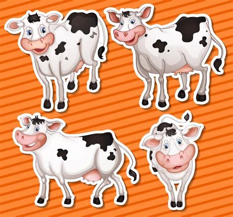 Four Cows Stock Vector Interactimages