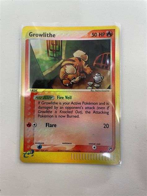 Pokemon Ex Sandstorm Growlithe Holo 65100 Common E Reader Pokemon Card